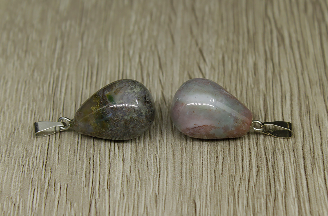 Кулон камень Капля яшма зелёная 18мм